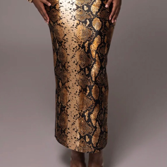 JLUXLABEL | Dresses | Satin Snake Skin Dinner Dress | Poshmark
